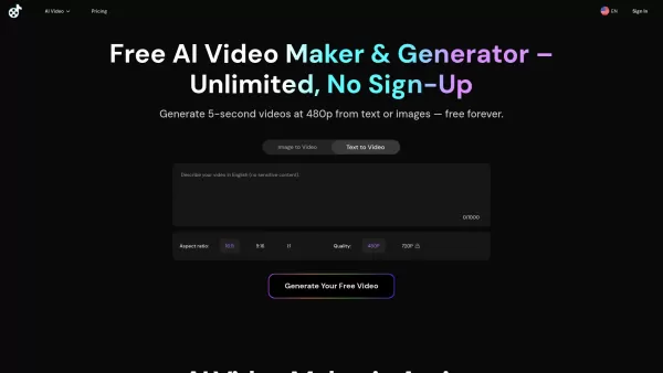 Free AI Video Maker & Generator：免费 AI 视频制作工具：根据文字/图片生成 5 秒短视频 - XIX.AI
